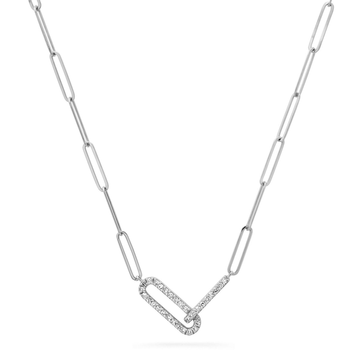 Diamond Paperclip Intertwined Paperclip Necklace – Brooke Rayn
